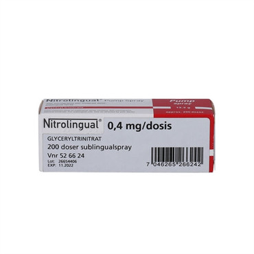 Nitrolingual 0,4 mg/dosis - 200 doser - til hjertekrampe