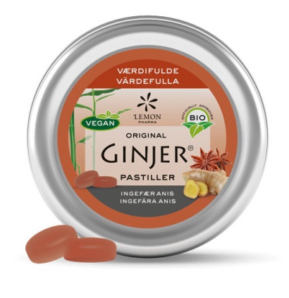 Ginjer - Pastiller - Økologiske - 40 gram - Milde og gode for halsen.